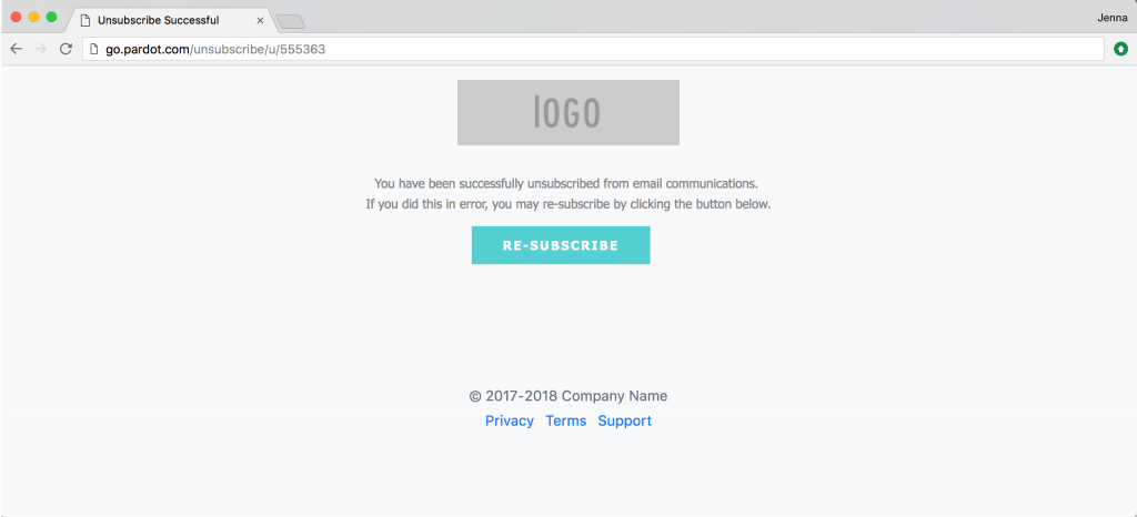 Pardot-Customize-Unsubscribe-Page-Final-Template | Jenna Molby
