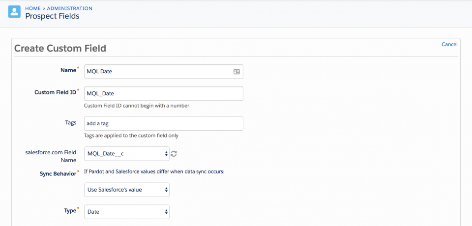 Pardot Salesforce Lifecycle Reporting Custom Field Mql Date Mapping Jenna Molby