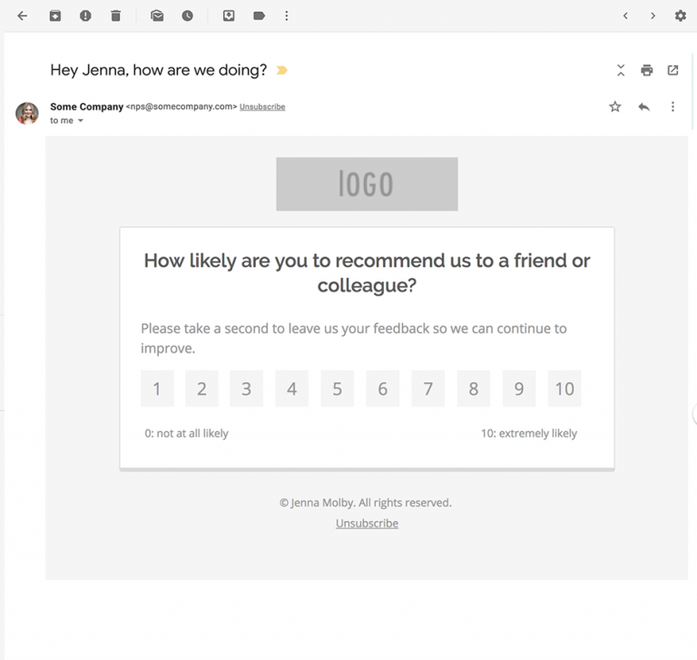 example-email-net-promoter-score-pardot | Jenna Molby